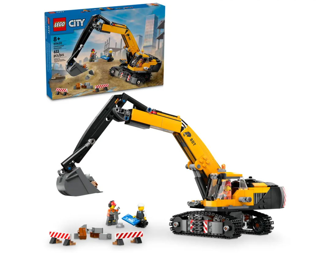 Yellow Construction Excavator | The Brain Train TT